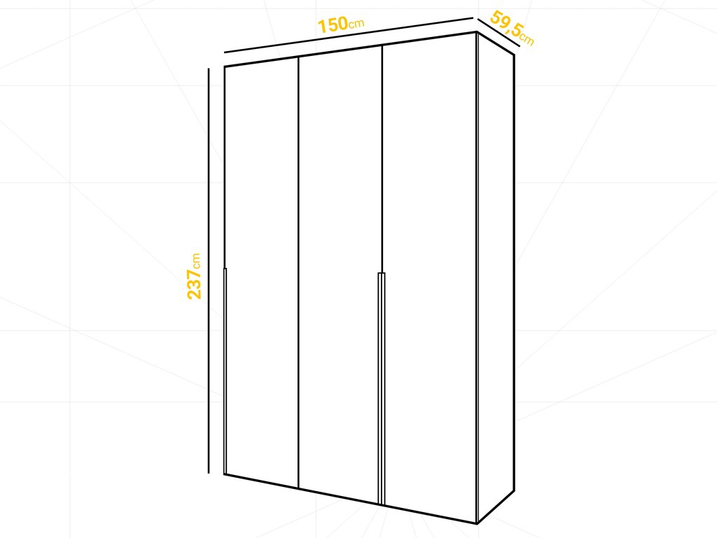 Szafa modułowa Alba 150 3D biała uchwyt złoty - meblify
