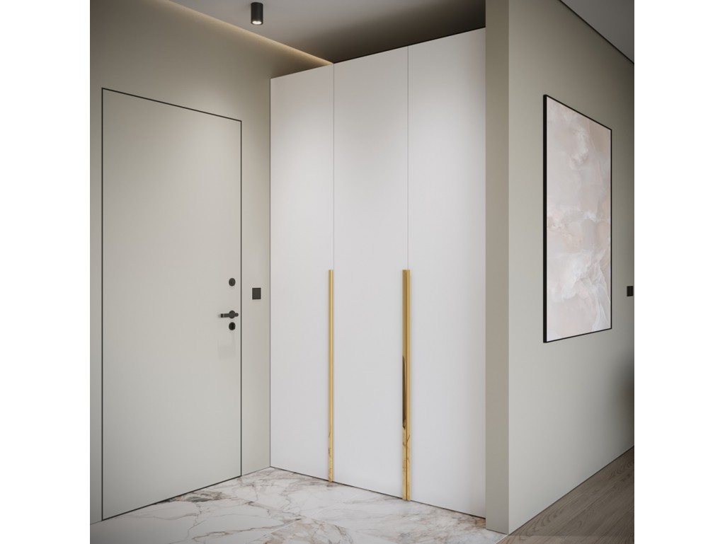 Szafa modułowa Alba 150 3D biała uchwyt złoty - meblify