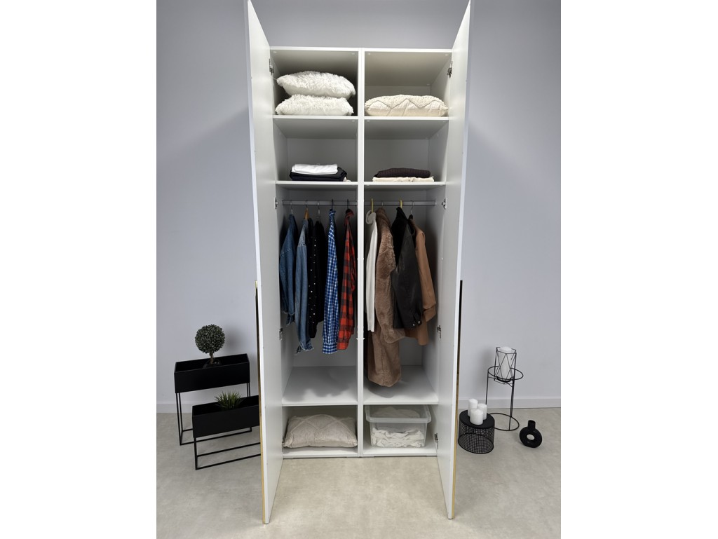 Szafa modułowa Alba 150 3D biała uchwyt złoty - meblify